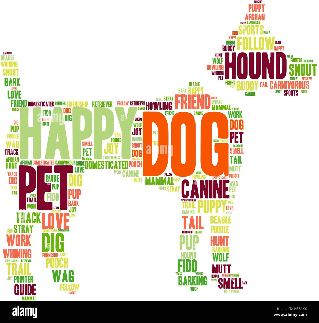 Dog Shaped Dog word cloud on a white background Stock Vector Image ...