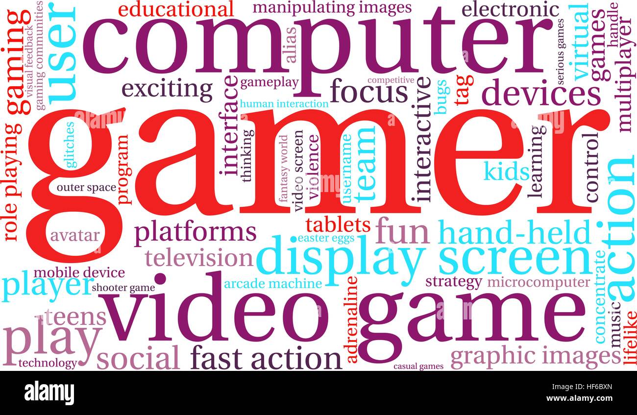 Gamer word cloud on a white background Stock Vector Image & Art - Alamy