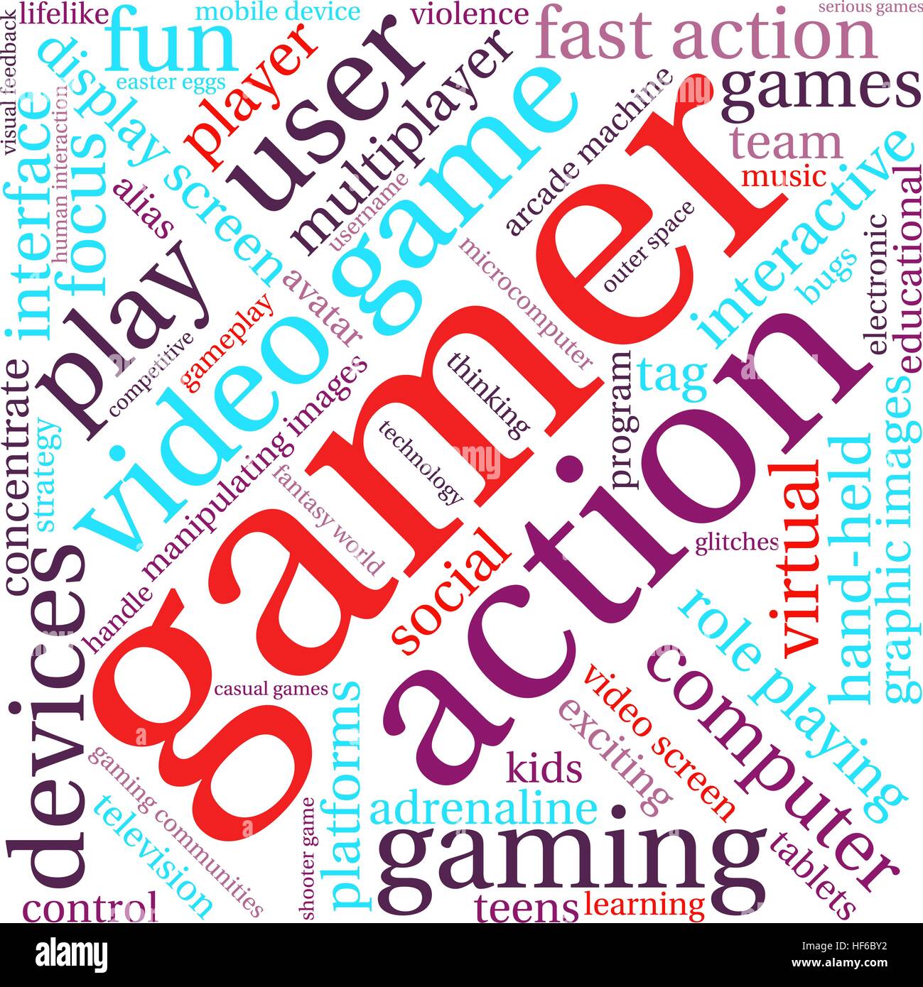 Gamer word cloud on a white background Stock Vector Image & Art - Alamy