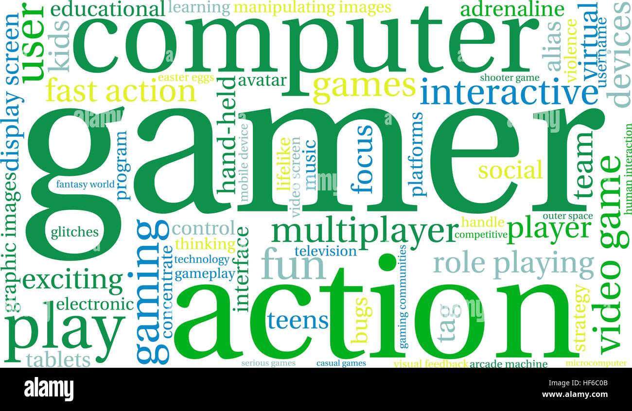 Gamer word cloud on a white background Stock Vector Image & Art - Alamy