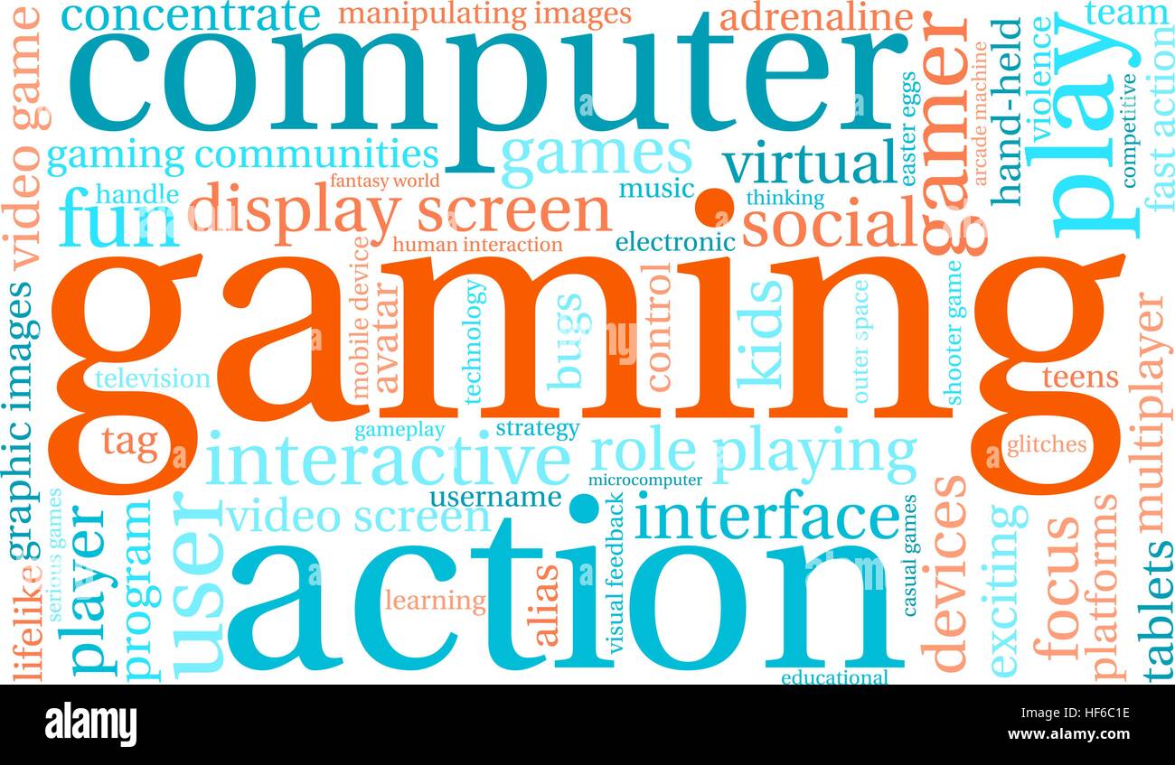Gaming word cloud on a white background Stock Vector Image & Art - Alamy