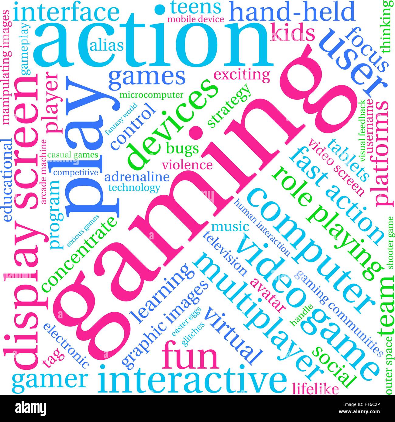 Gaming word cloud on a white background Stock Vector Image & Art - Alamy