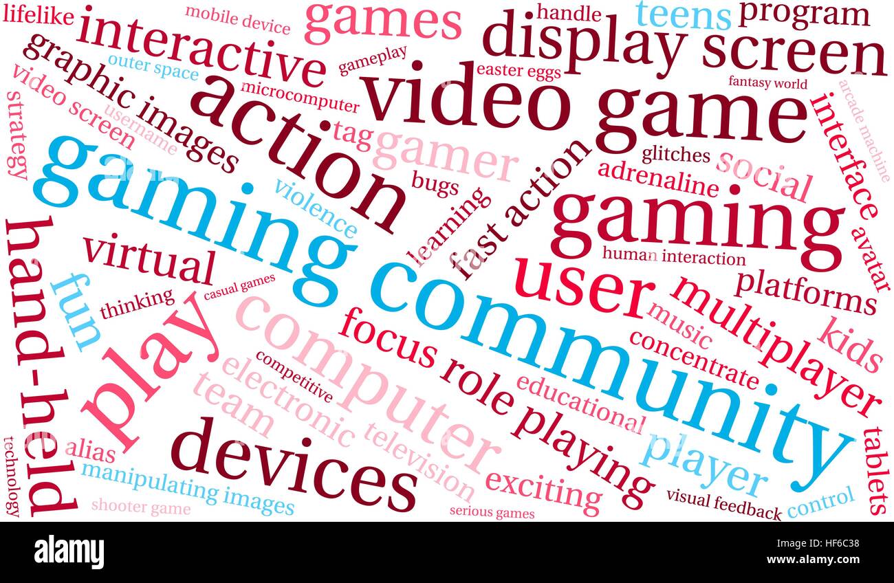 Gaming Community word cloud on a white background Stock Vector Image ...