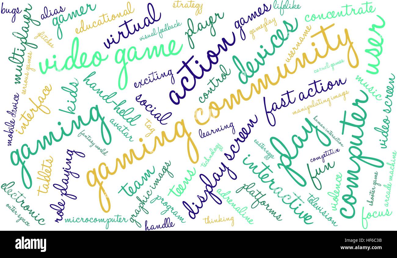 Gaming Community word cloud on a white background Stock Vector Image ...