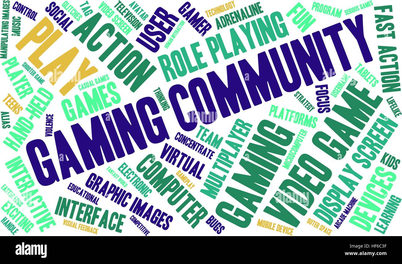 Gaming Community word cloud on a white background Stock Vector Image ...