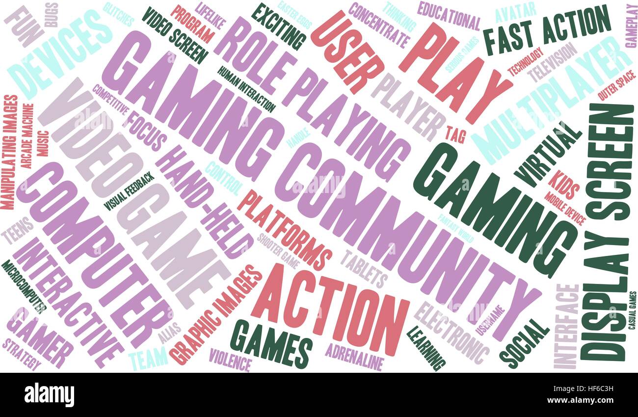 Gaming Community word cloud on a white background Stock Vector Image ...