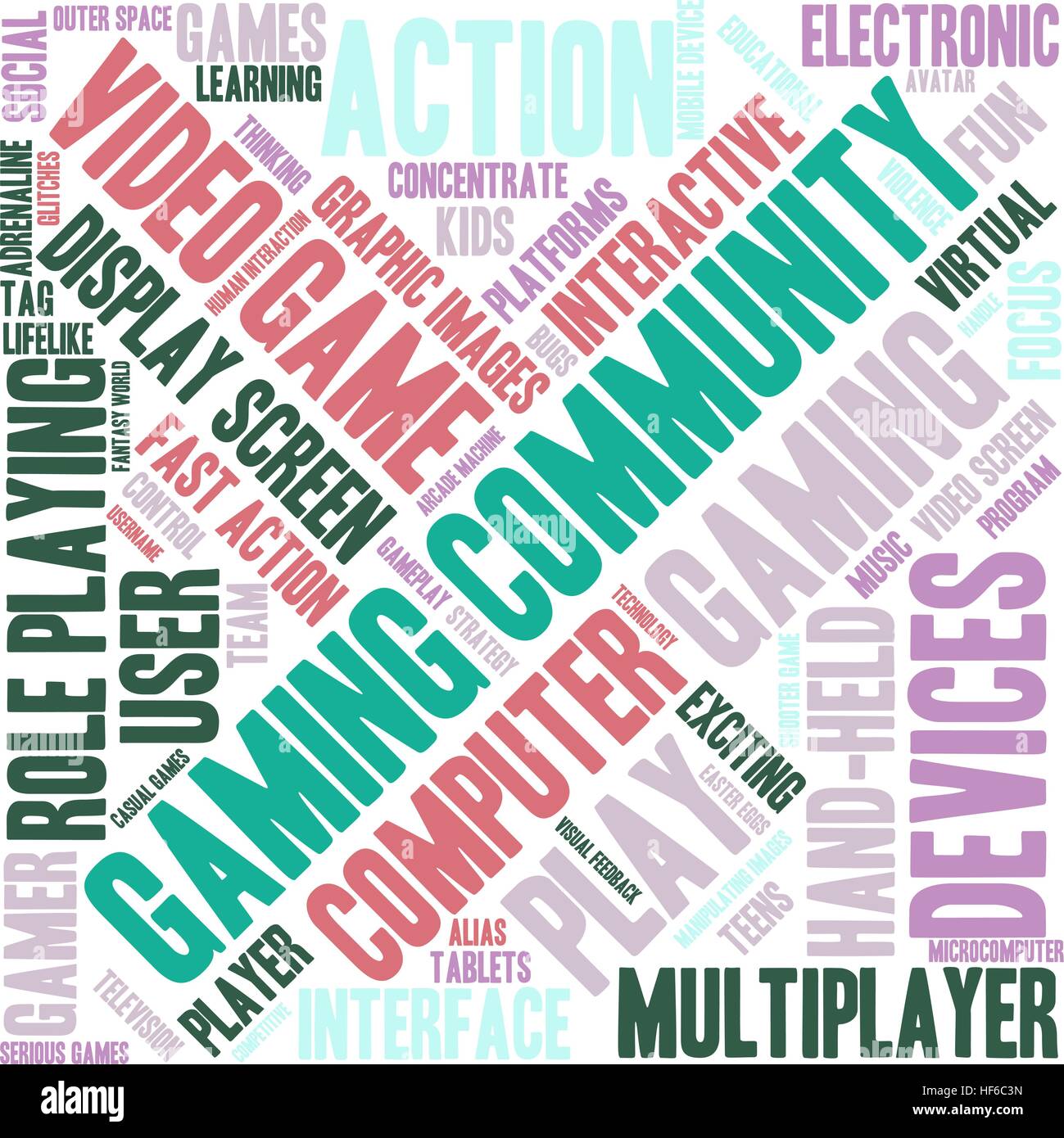 Gaming Community word cloud on a white background Stock Vector Image ...