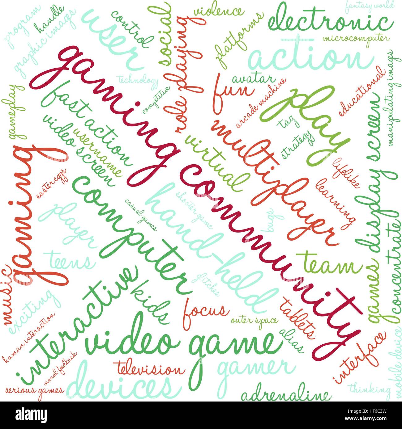 Gaming Community word cloud on a white background Stock Vector Image ...