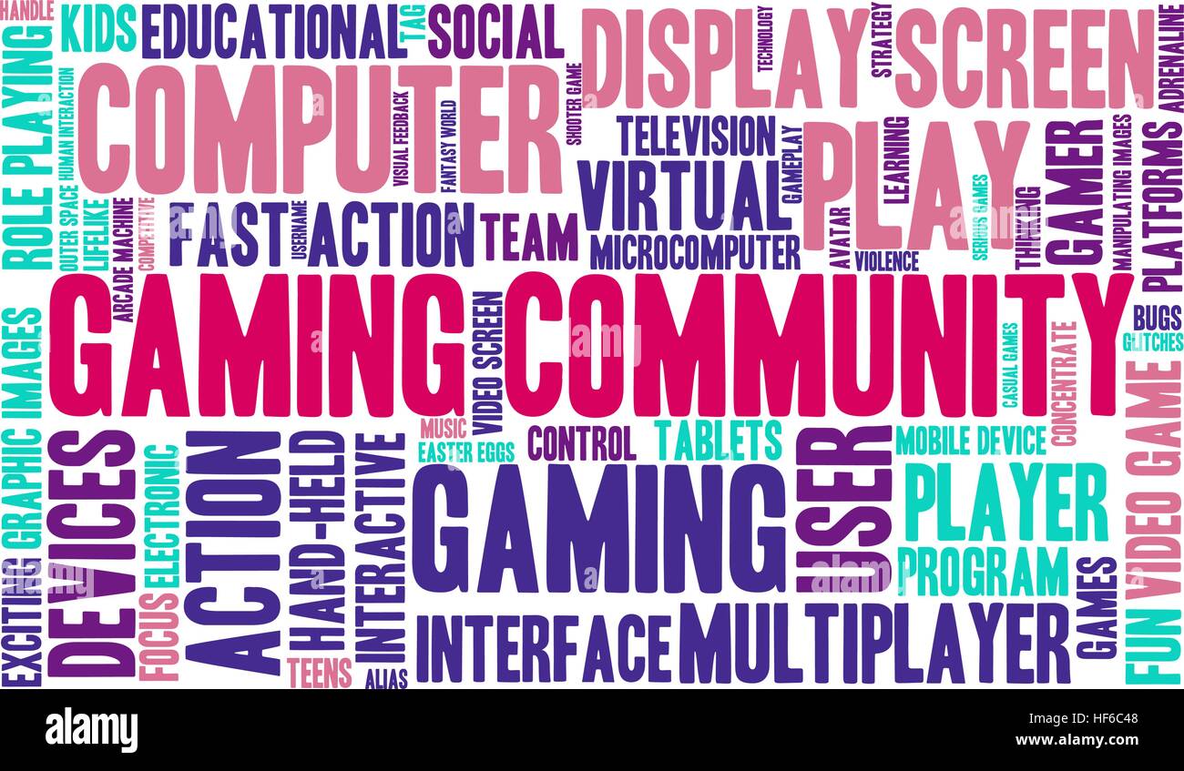Gaming Community word cloud on a white background Stock Vector Image ...