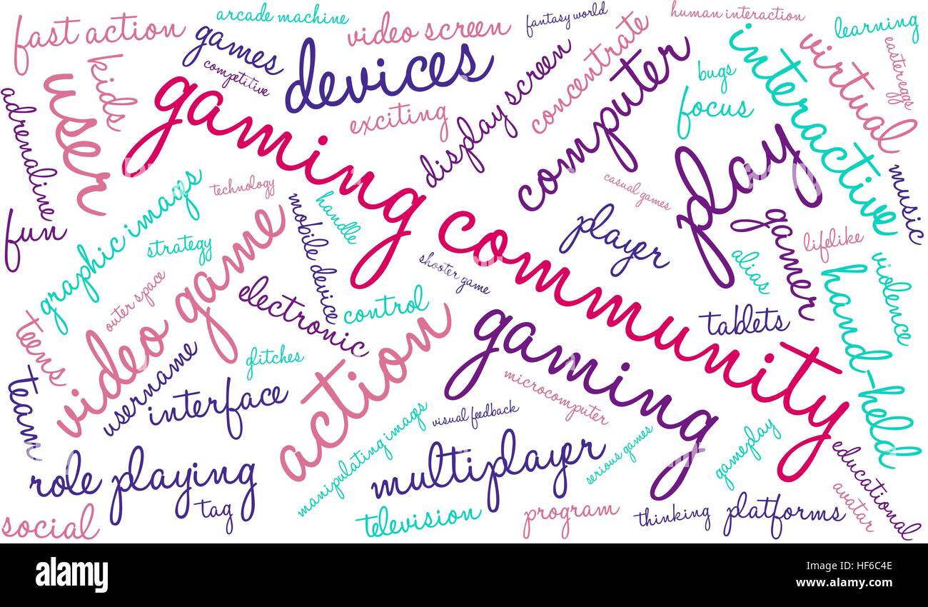 Gaming Community word cloud on a white background Stock Vector Image ...