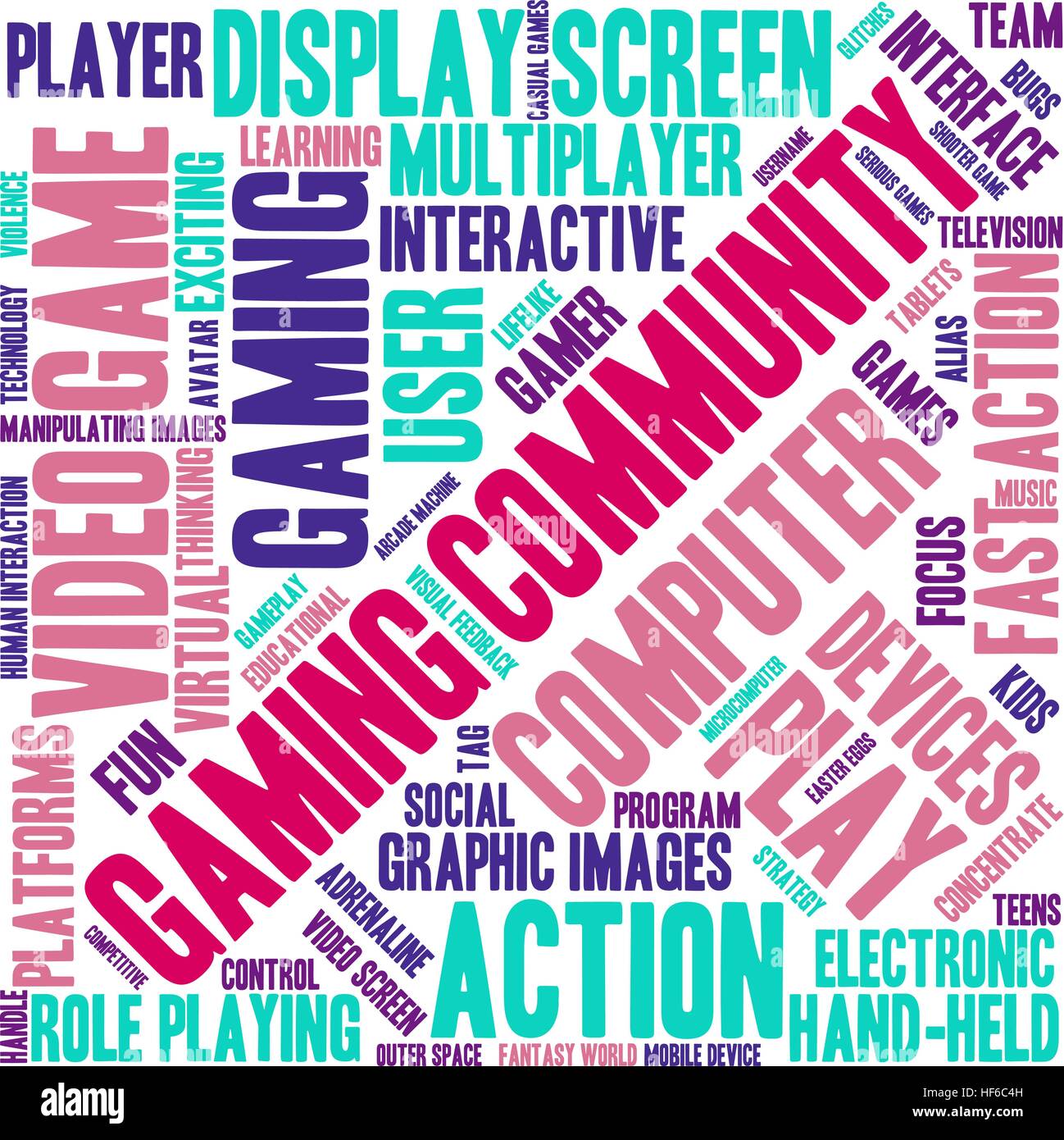 Gaming Community word cloud on a white background Stock Vector Image ...