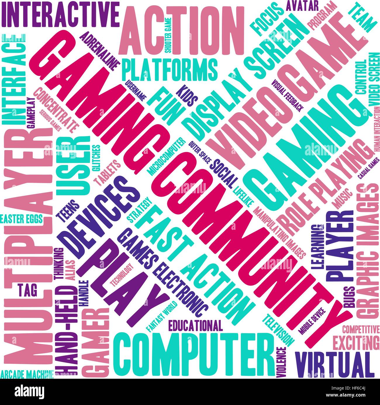 Gaming Community word cloud on a white background Stock Vector Image ...