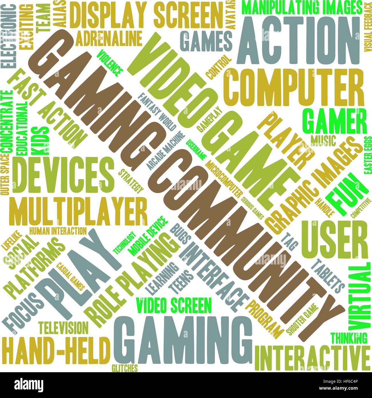 Gaming Community word cloud on a white background Stock Vector Image ...