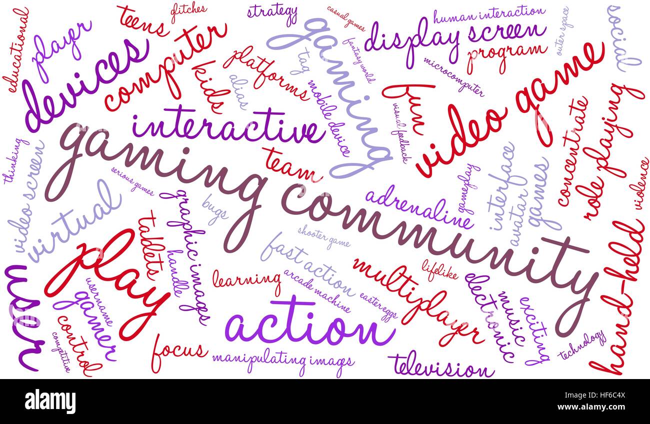 Gaming Community word cloud on a white background Stock Vector Image ...