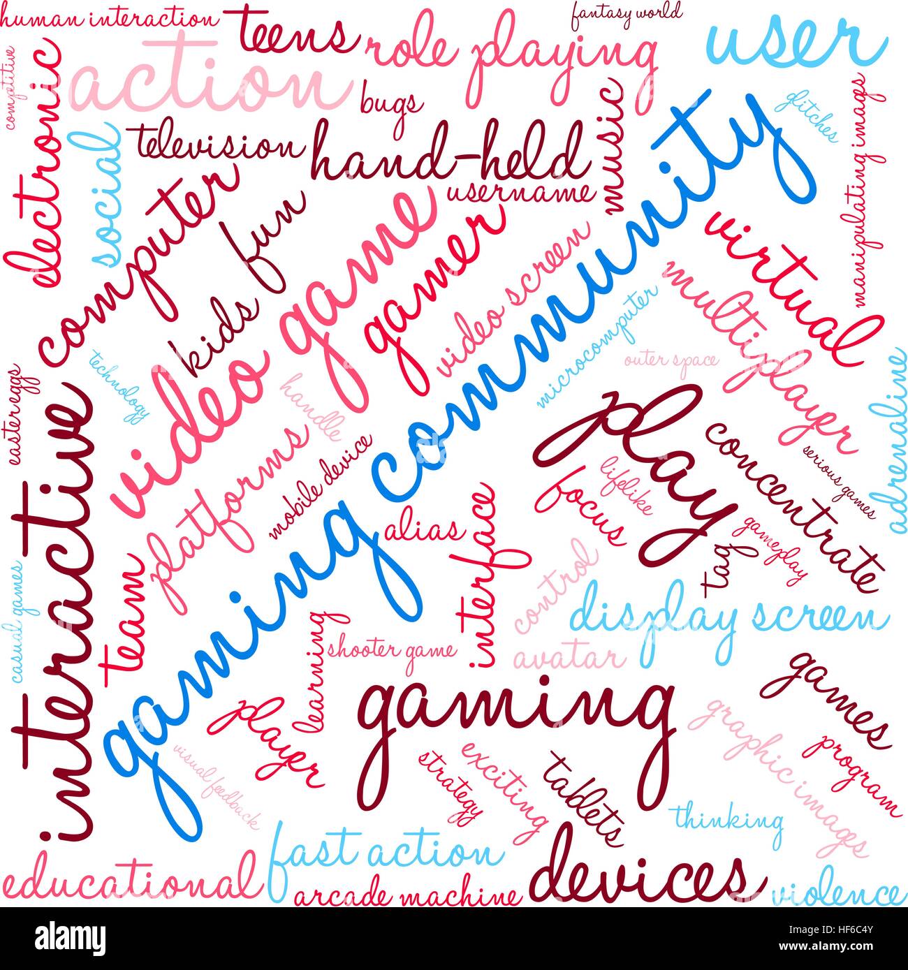 Gaming Community word cloud on a white background Stock Vector Image ...