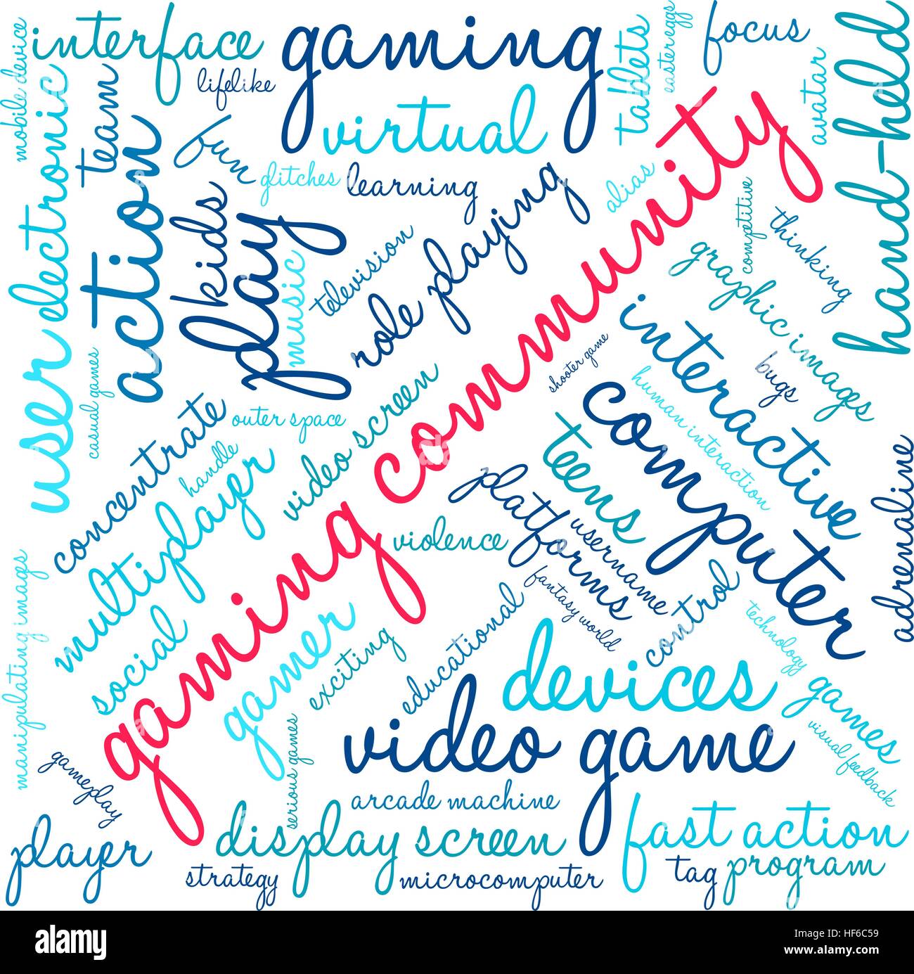 Gaming Community word cloud on a white background Stock Vector Image ...