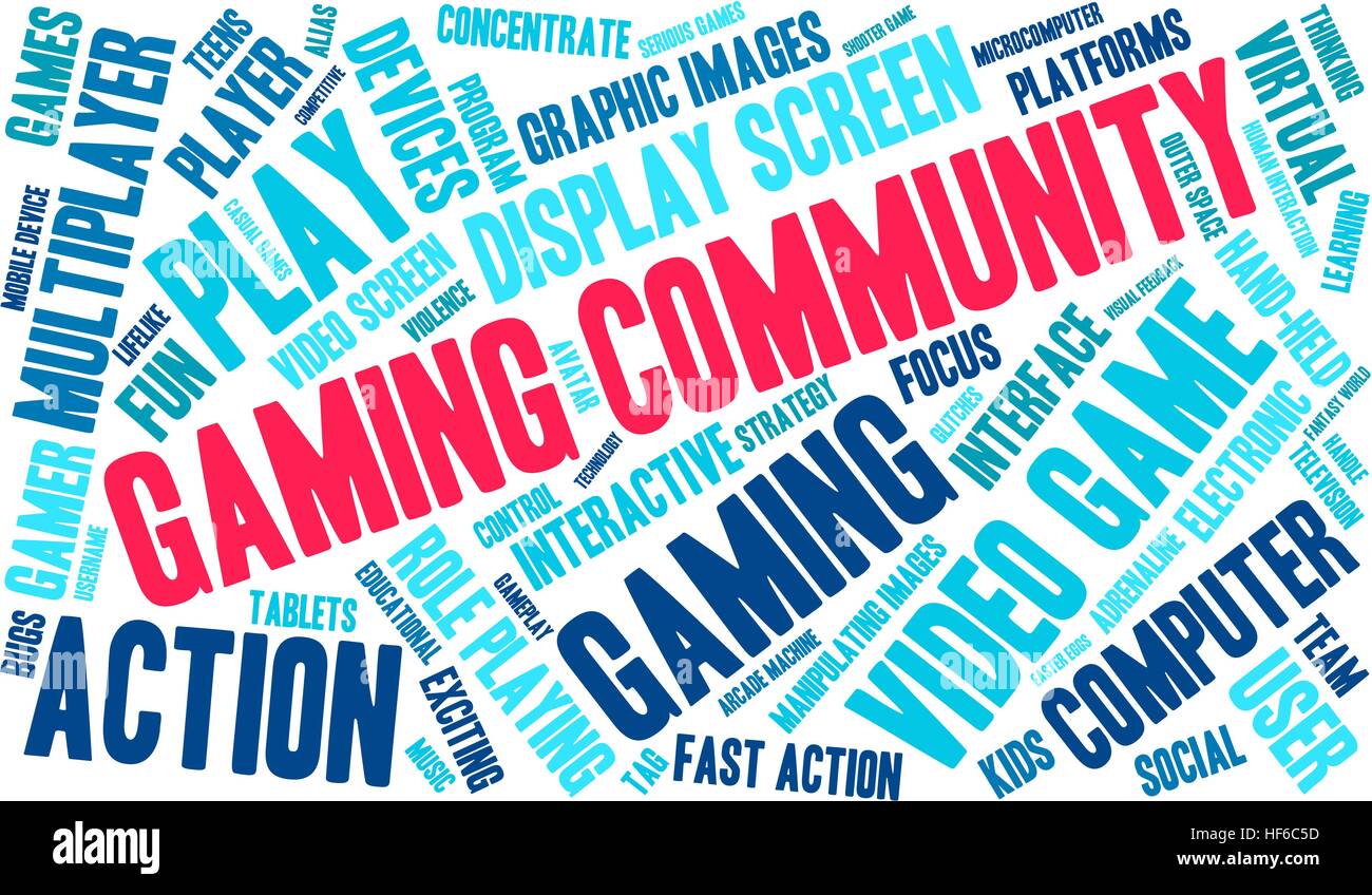 Gaming Community word cloud on a white background Stock Vector Image ...