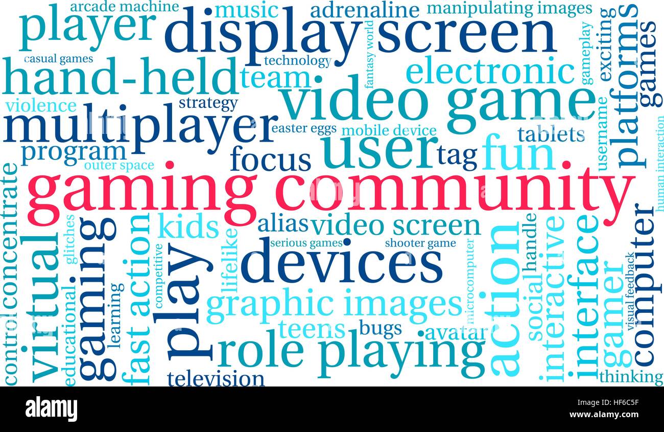 Gaming Community word cloud on a white background Stock Vector Image ...