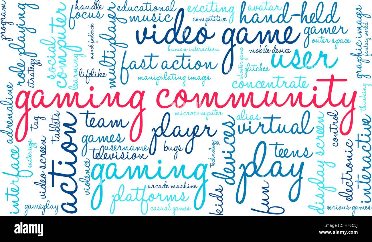 Gaming Community word cloud on a white background Stock Vector Image ...