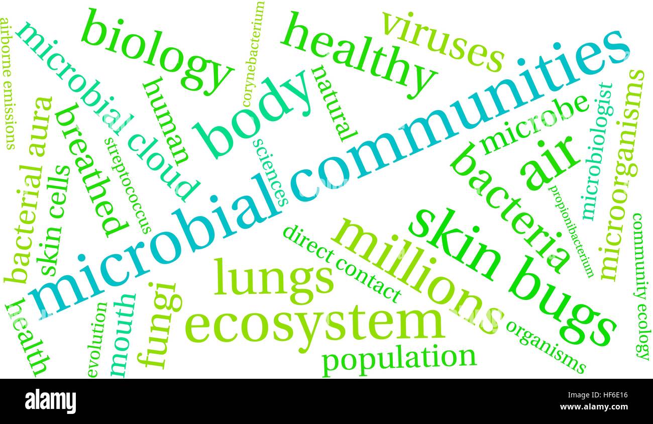 Microbial Communities word cloud on a white background Stock Vector ...