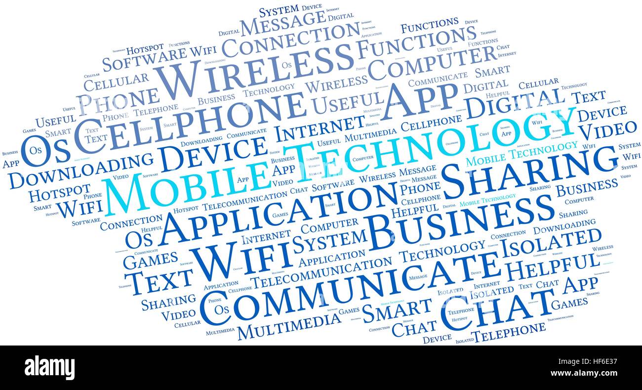 Mobile Technology word cloud on a white background Stock Vector Image ...