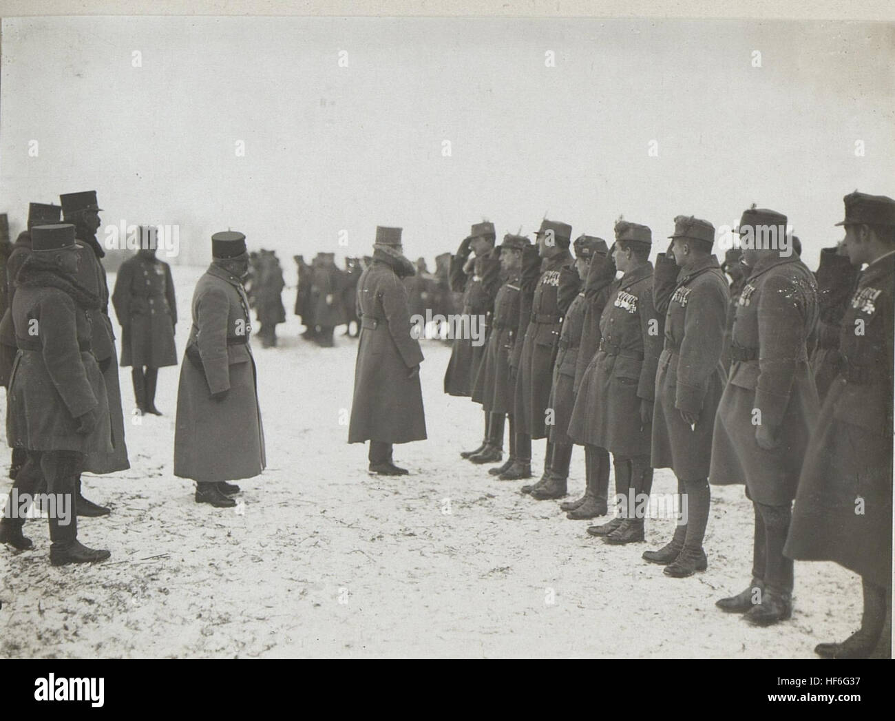 Photograph of a troop inspection by His Majesty in Zastarone, 1917 ...
