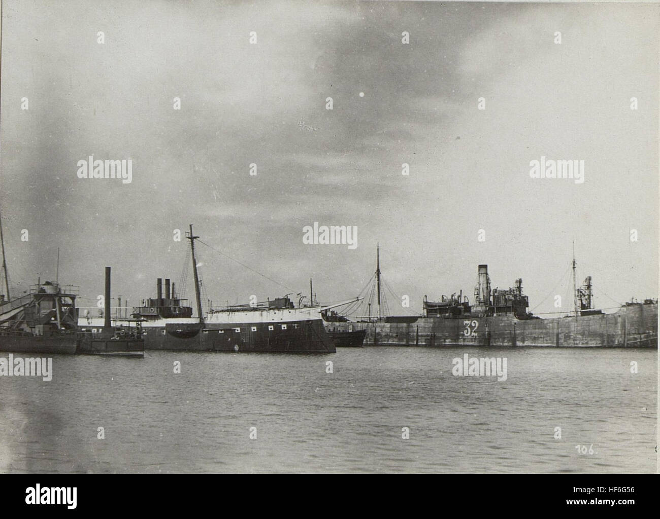 A photograph of ships in the port of Odessa during World War I, part of ...