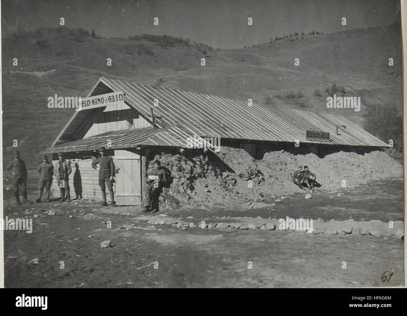 Field cinema of the 63rd Infantry Division in Cojvci, during World War ...