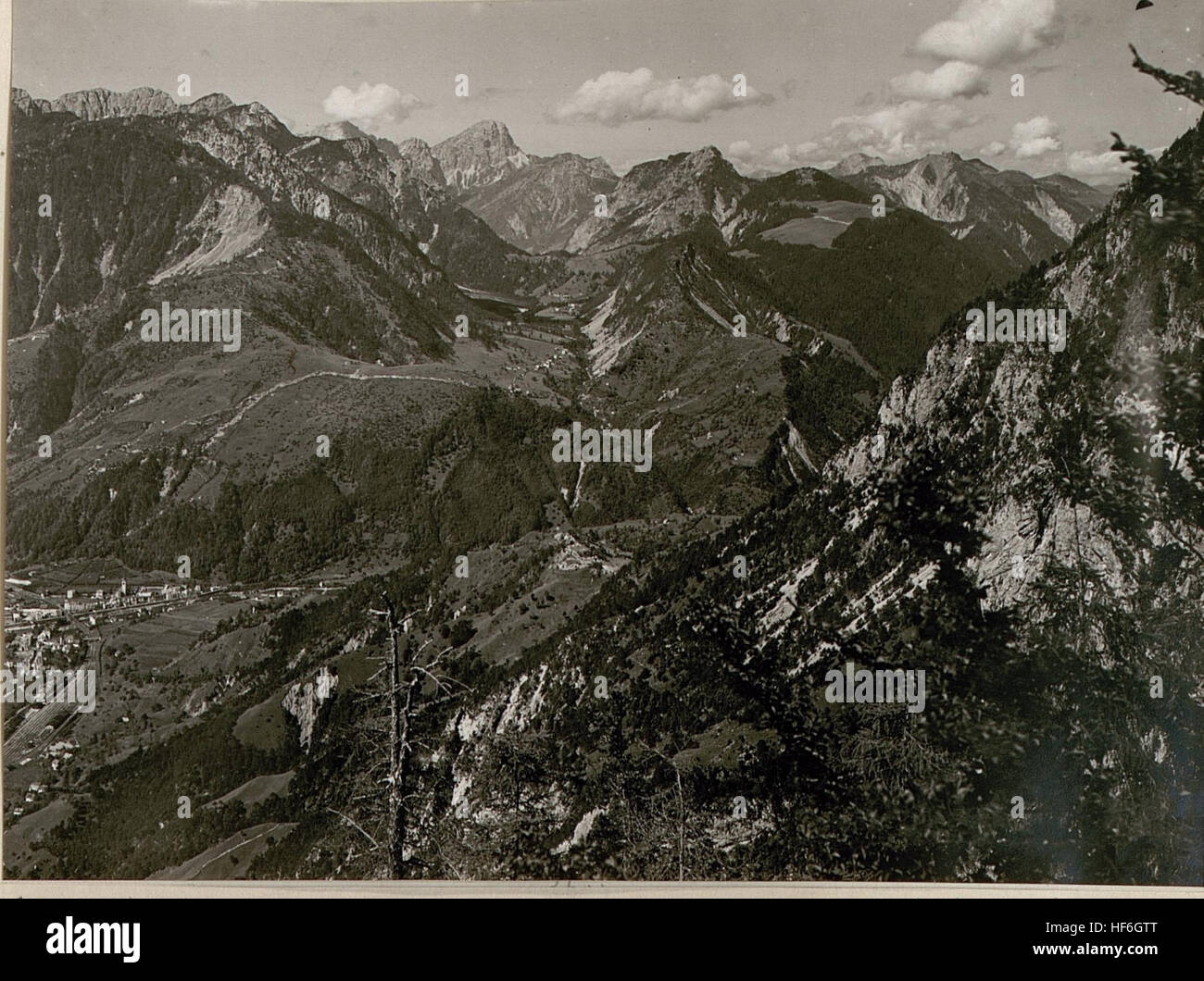 A panoramic photograph from an artillery observer post on the right ...