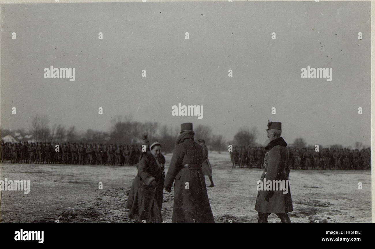 A photograph capturing a greeting ceremony for a military official ...