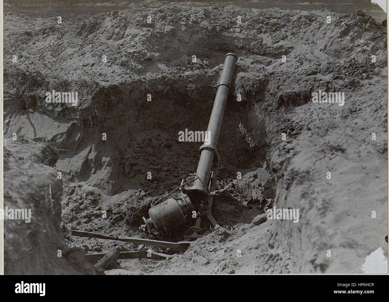 Mortar course. Exploded 12 cm air mine mortar, World War I, Europeana ...