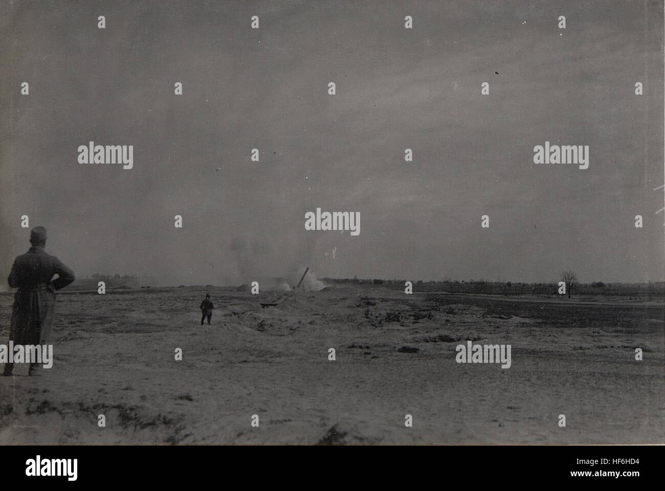 Assault course. Grenade salvo near a blockhouse during World War I ...