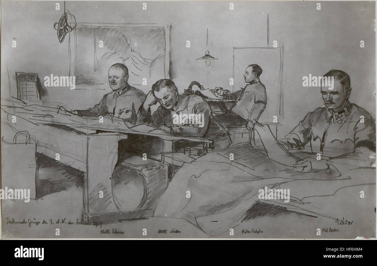 A photograph of the technical group of the 3rd Army Command during ...