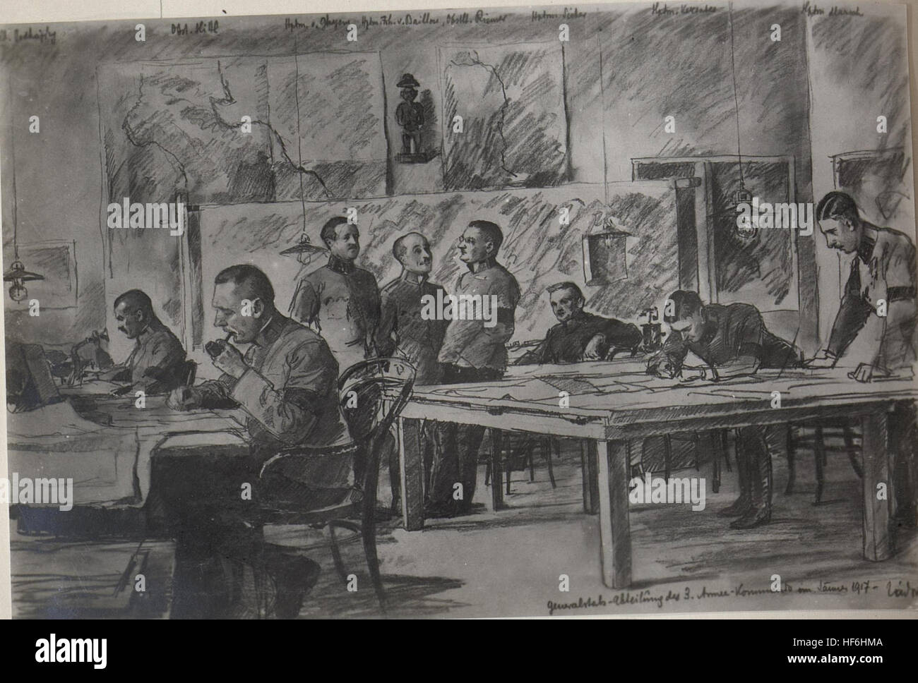 The general staff of the 3rd Army Command during World War I, captured ...