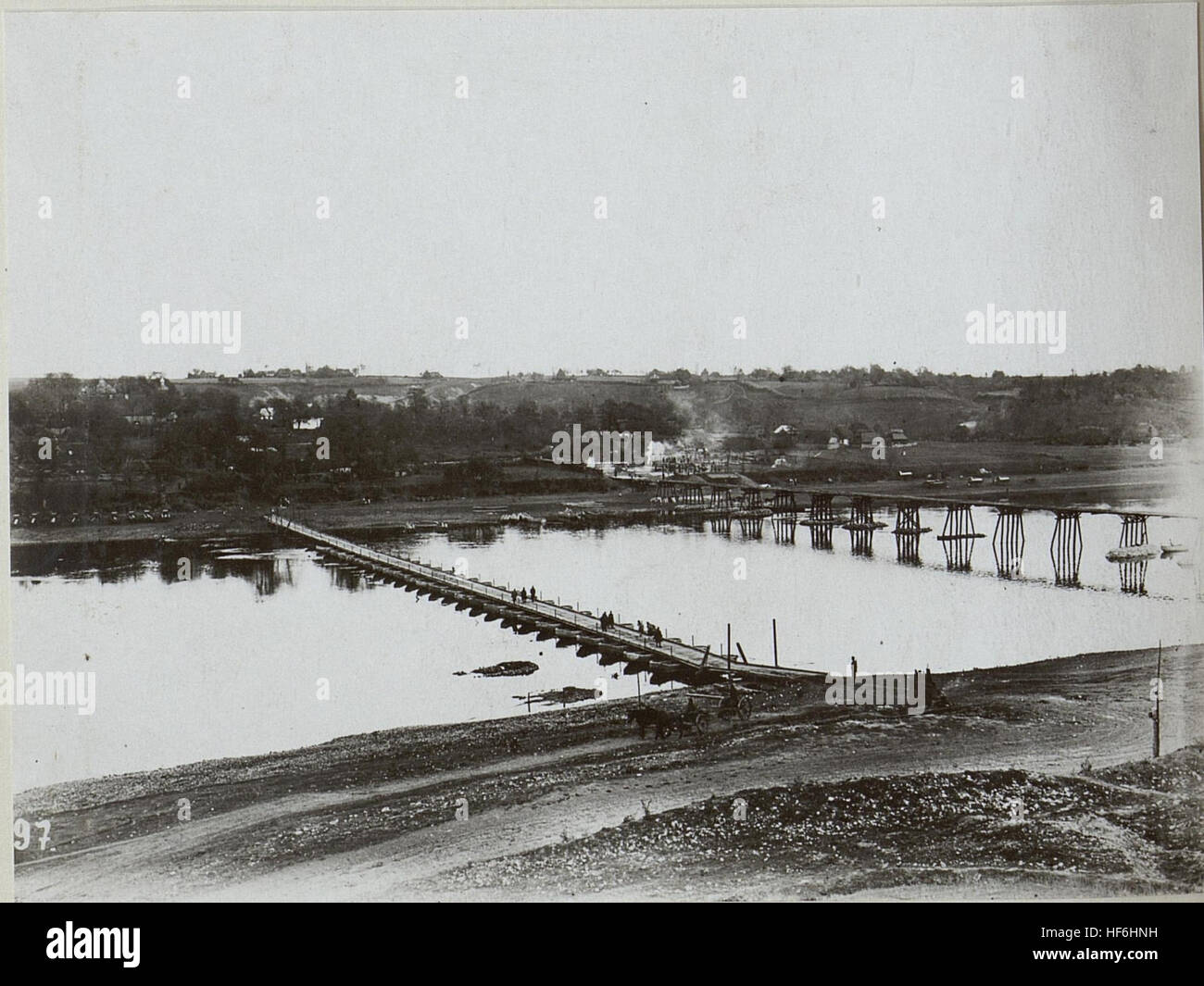 Pontoon of the military bridge over the Dniester at Perzebykowcze ...