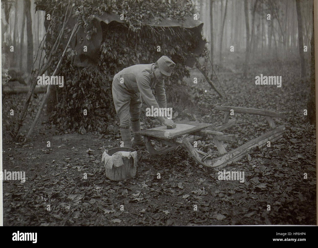 Soldiers washing during World War I, captured in a military survey ...