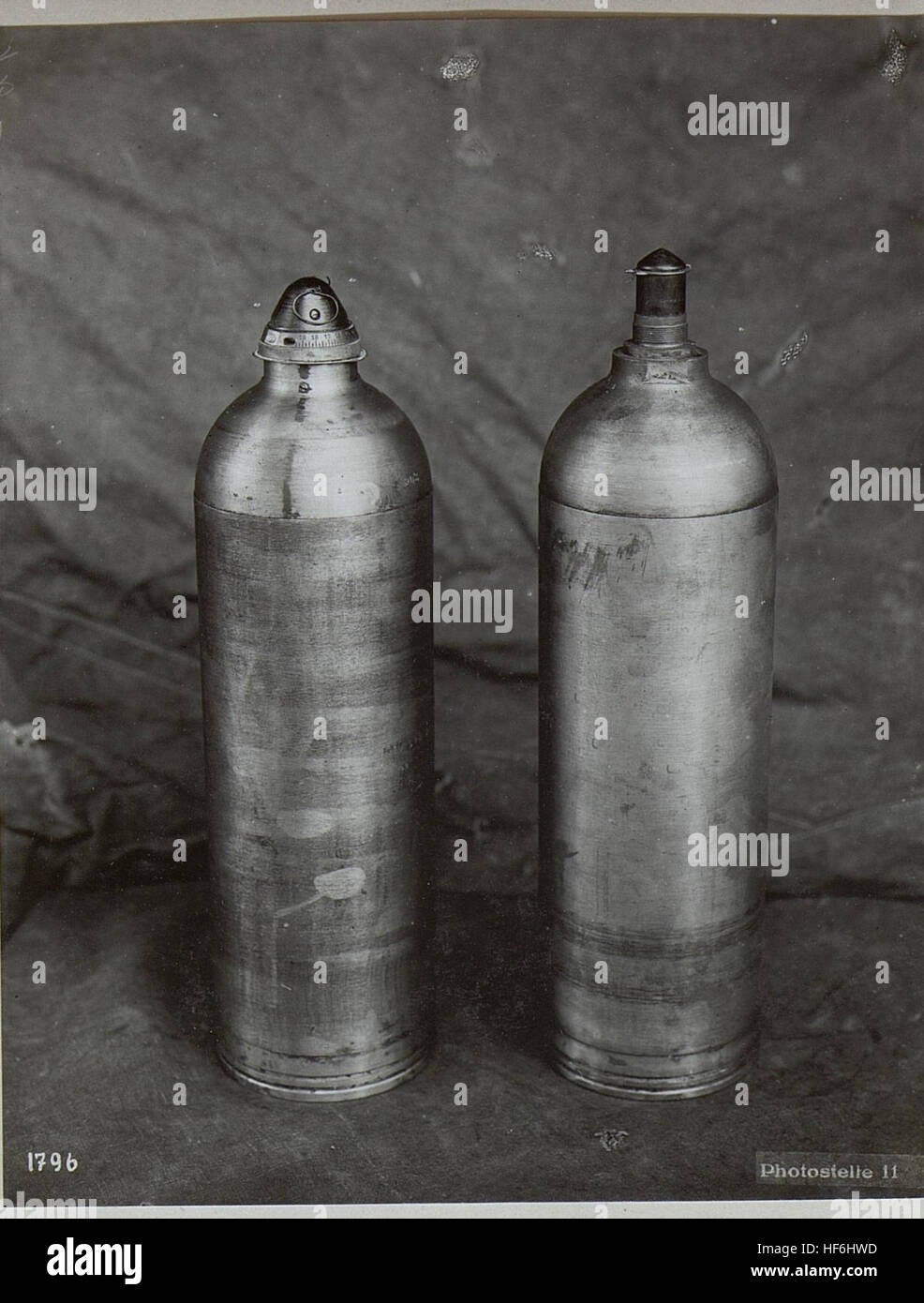 Left, 14cm M.15. launcher with time fuse. Right, 14cm M.16 launcher ...