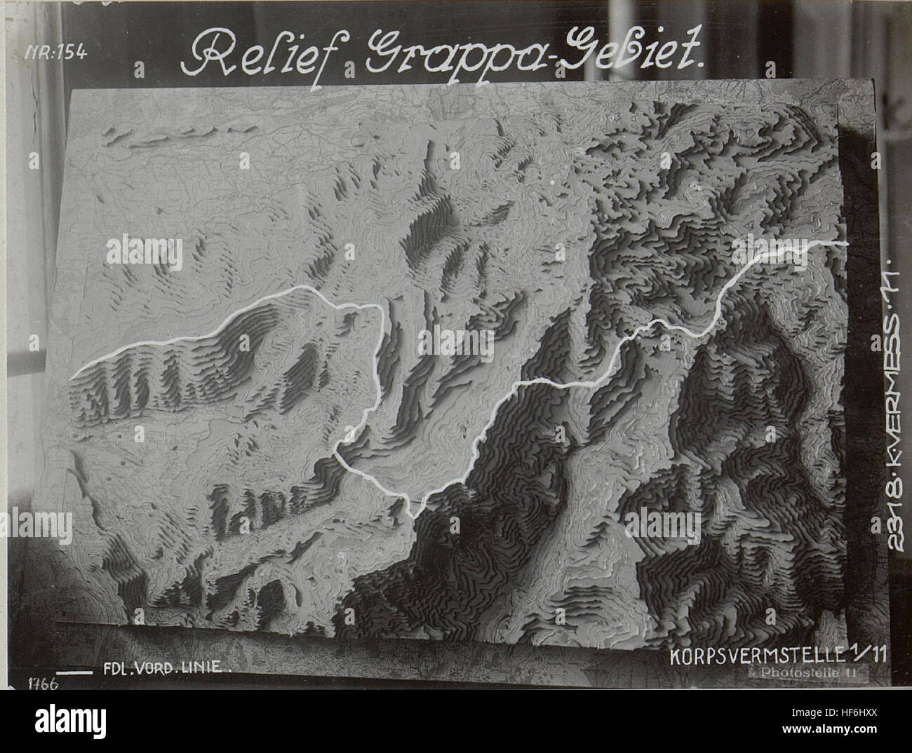 A relief map of the Grappa area, created during the First World War as ...