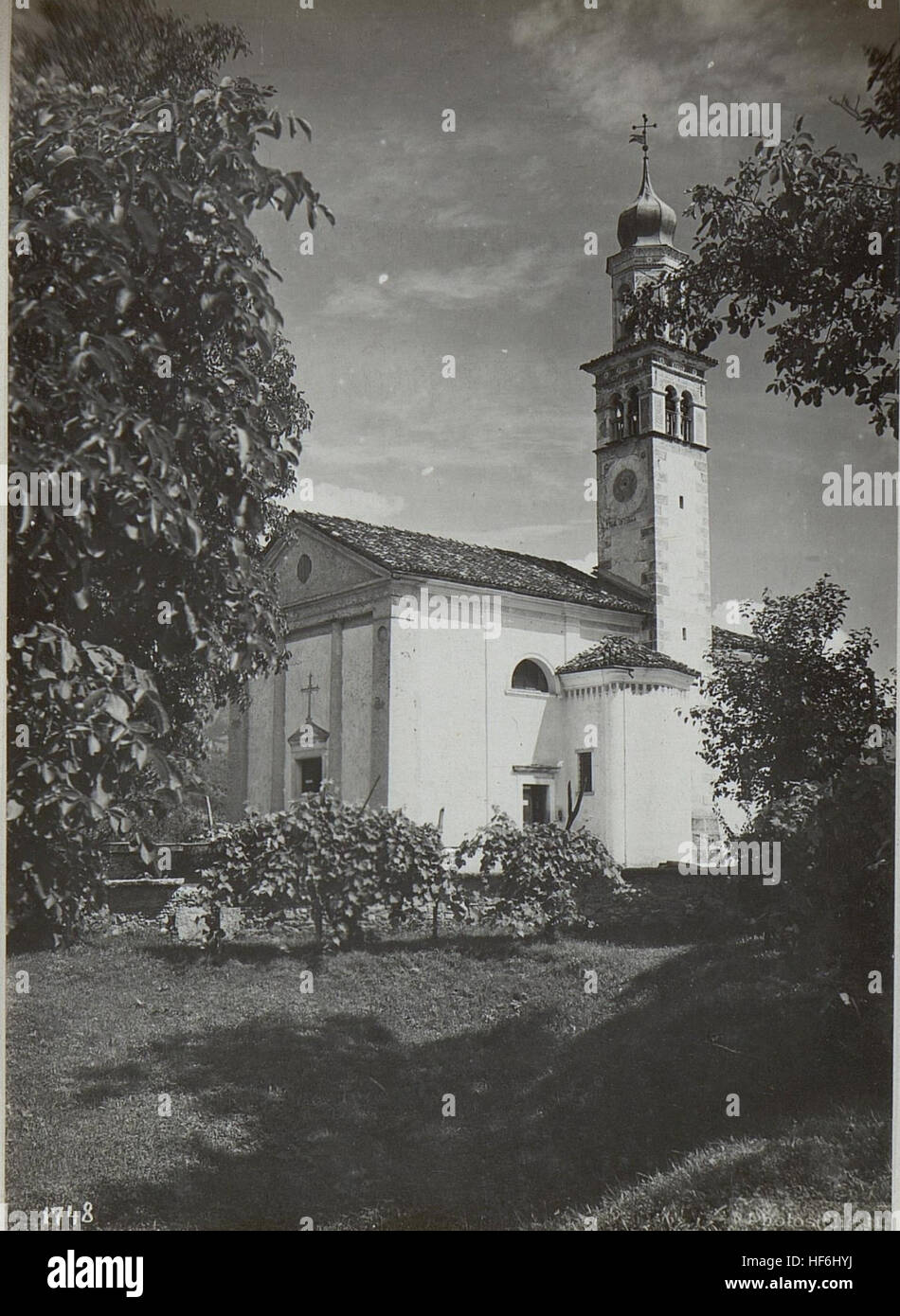 The church at Travagola, depicted during World War I, showing the ...
