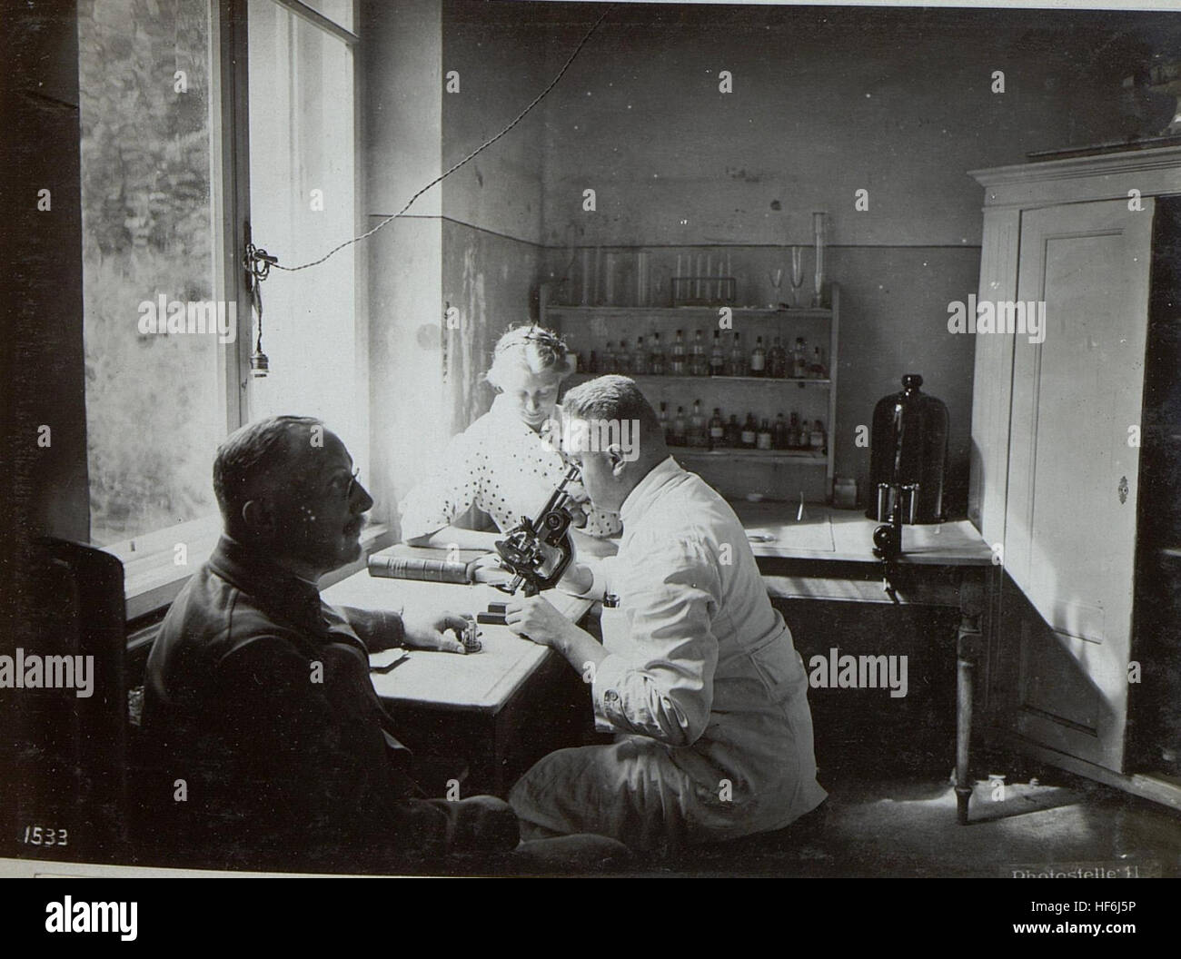 A photograph of the medical laboratory in the Reserve Hospital in ...