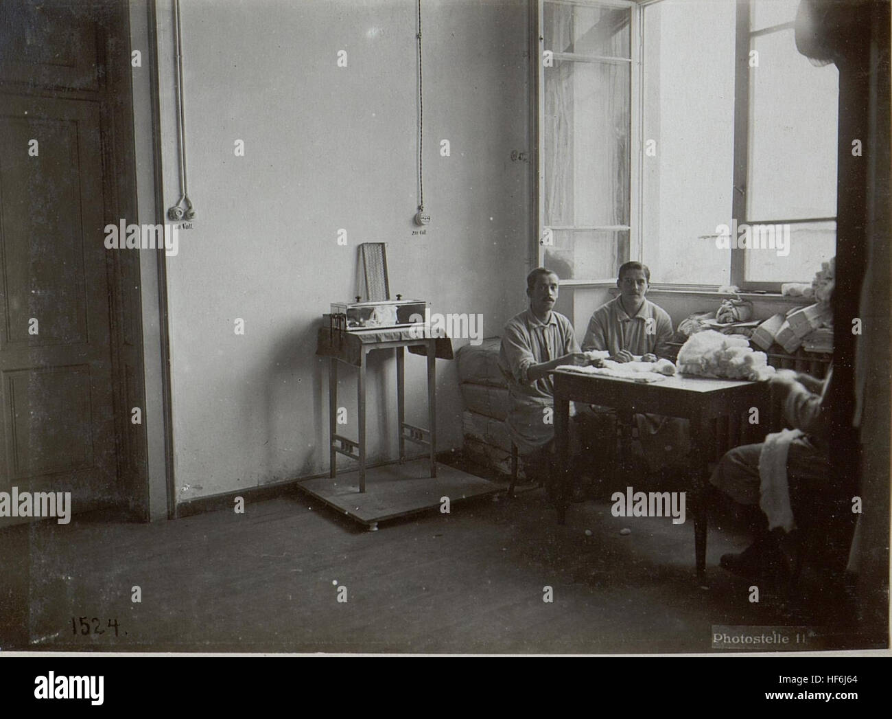 A historical photograph of the preparation room before the operating ...