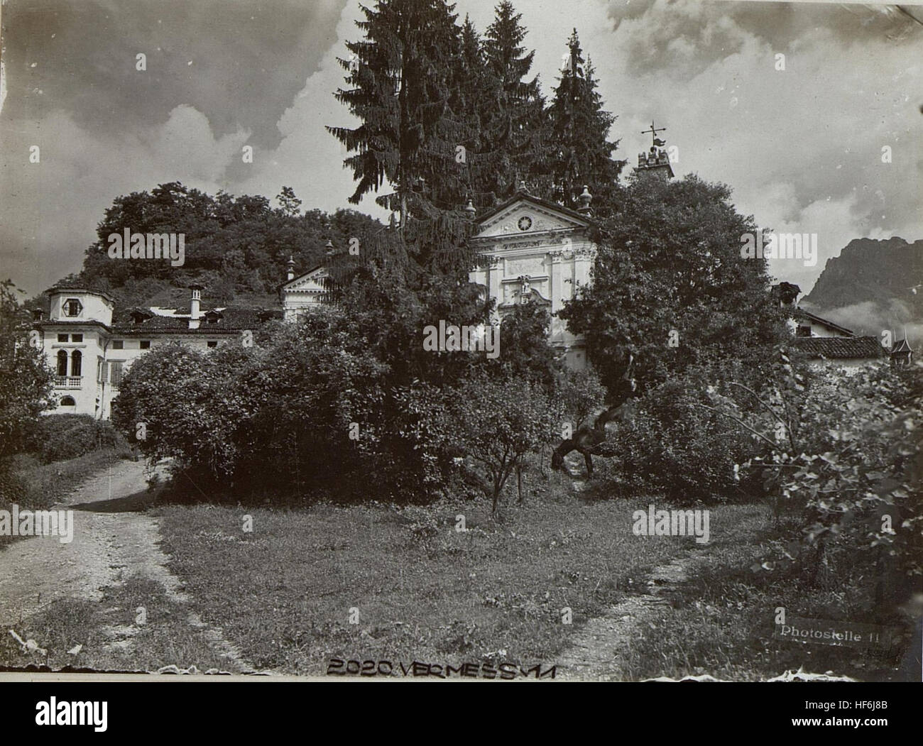 A World War I photograph of a castle with its chapel located north of ...