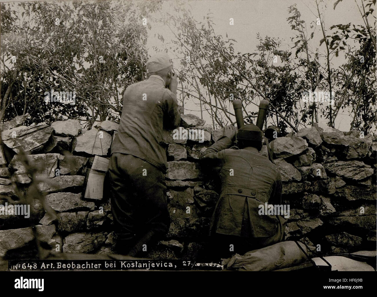 An artillery observer at Kostanjevica during World War I, capturing the ...