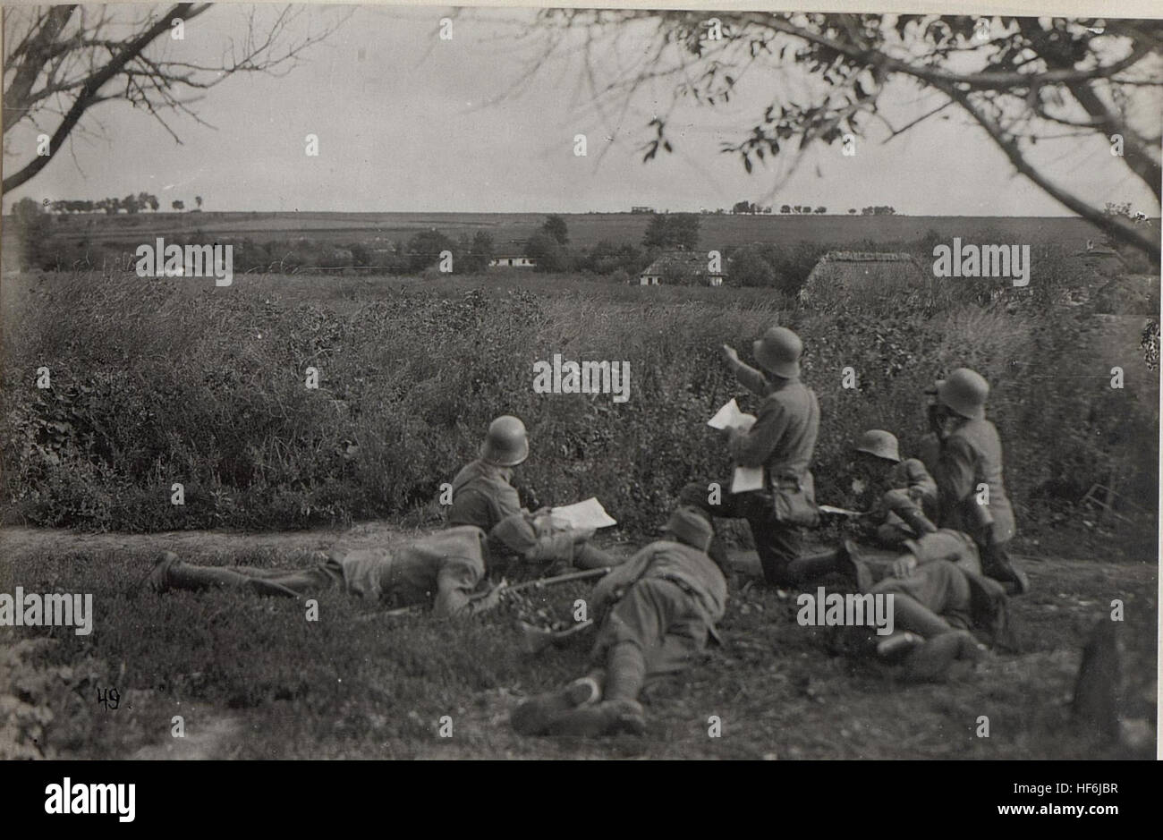 Company engaged in combat during World War I, with a focus on trench ...