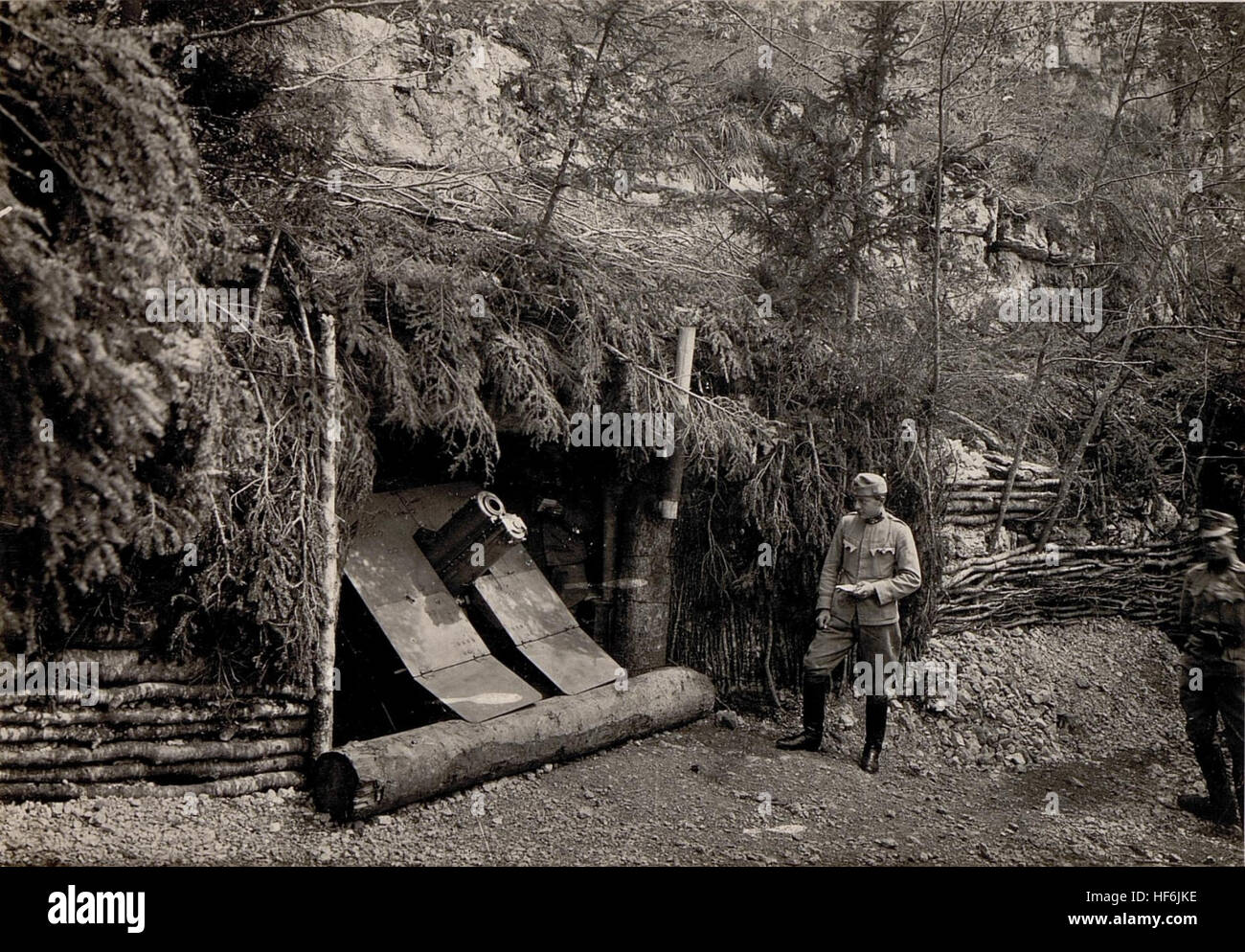 A 7.5 cm gun mounted in a cave on the Lavarone Plateau during World War ...