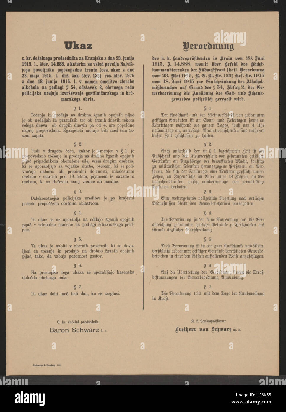 Regulations on alcohol consumption in Ljubljana during World War I ...