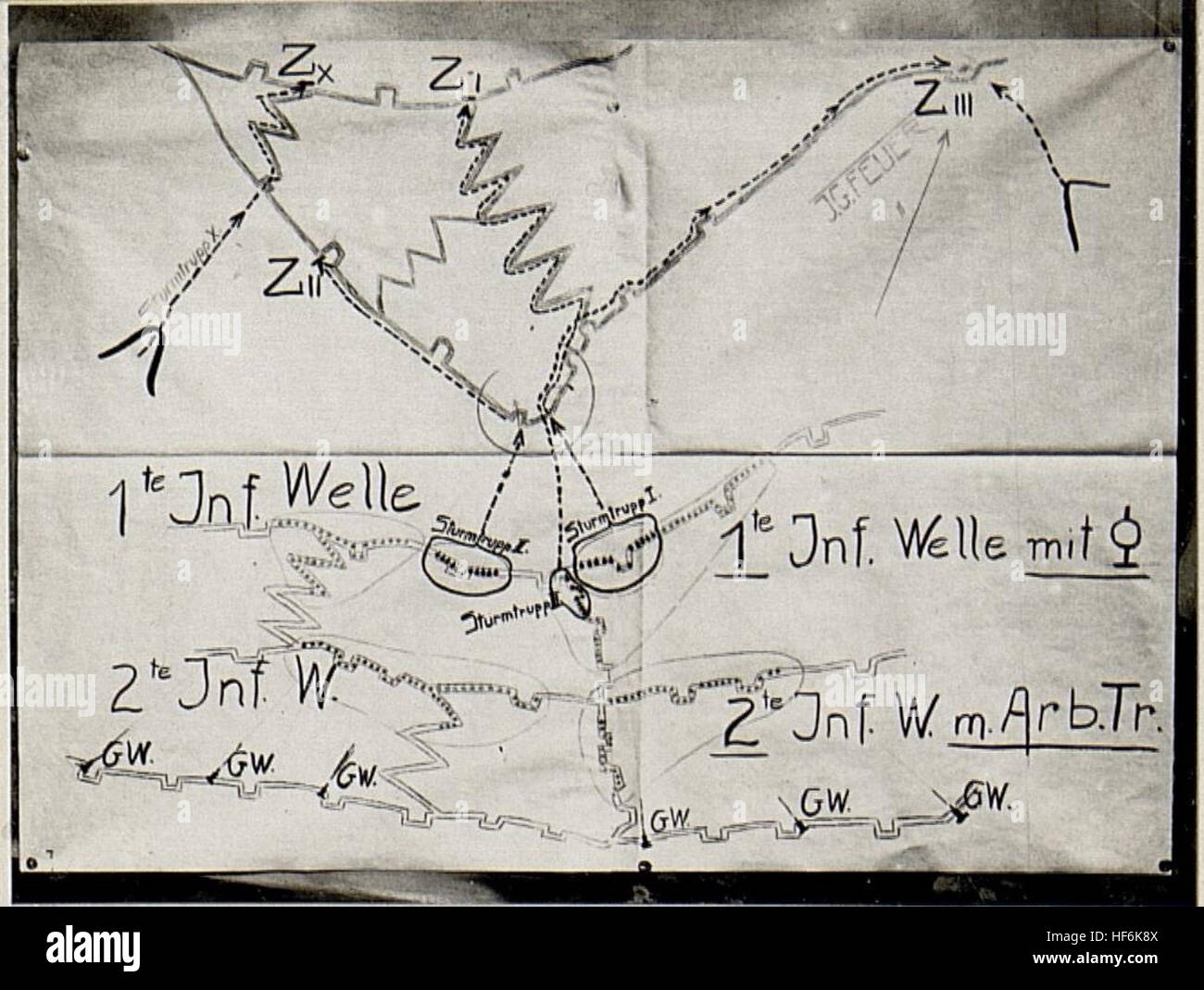 A German storm assault plan from World War I, captured as part of ...