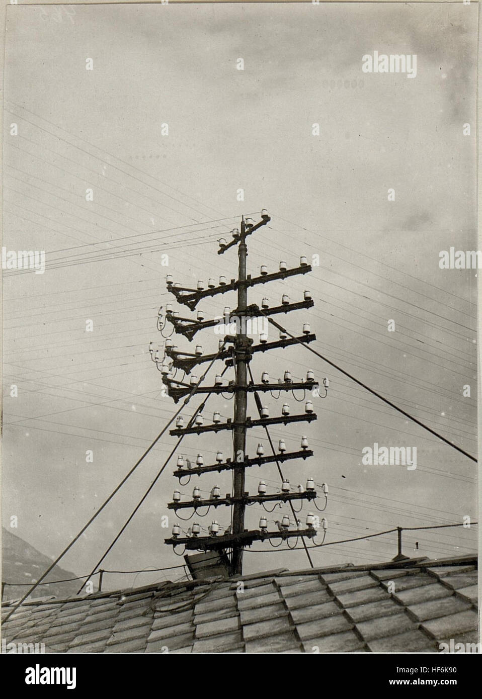 Telegraph pole during World War I, European military surveying ...