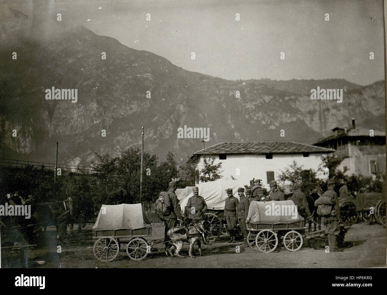 A high-voltage electrical unit in Trient during World War I, captured ...