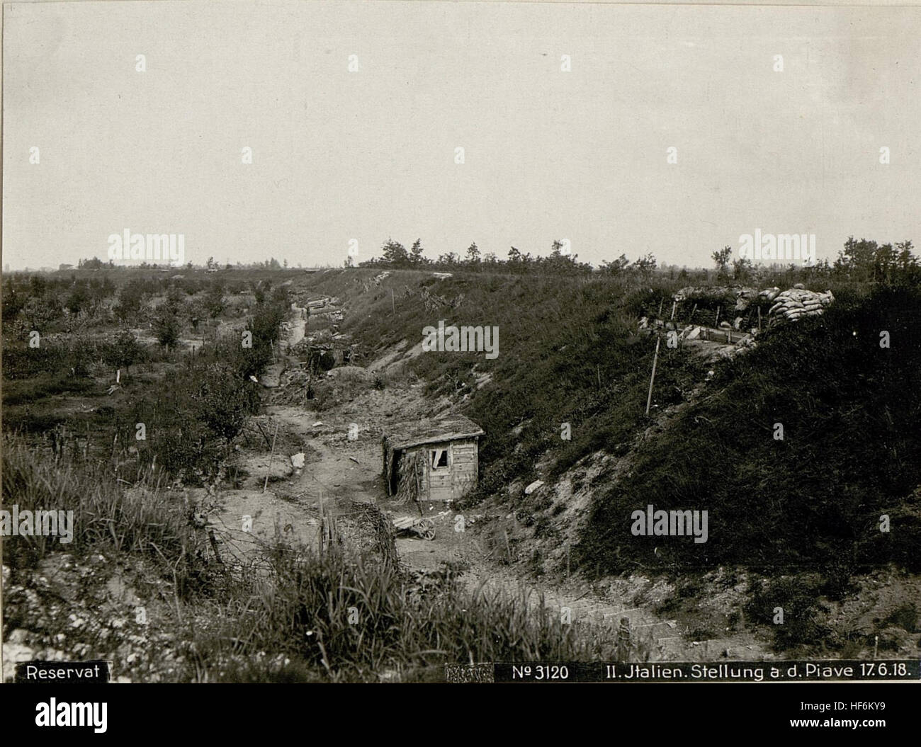 A photograph of positions at the Piave River front in Italy, taken ...